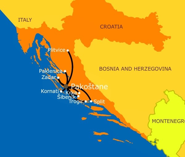 Toutes les visites à faire à partir de Pakostane (ou entre zadar et ...